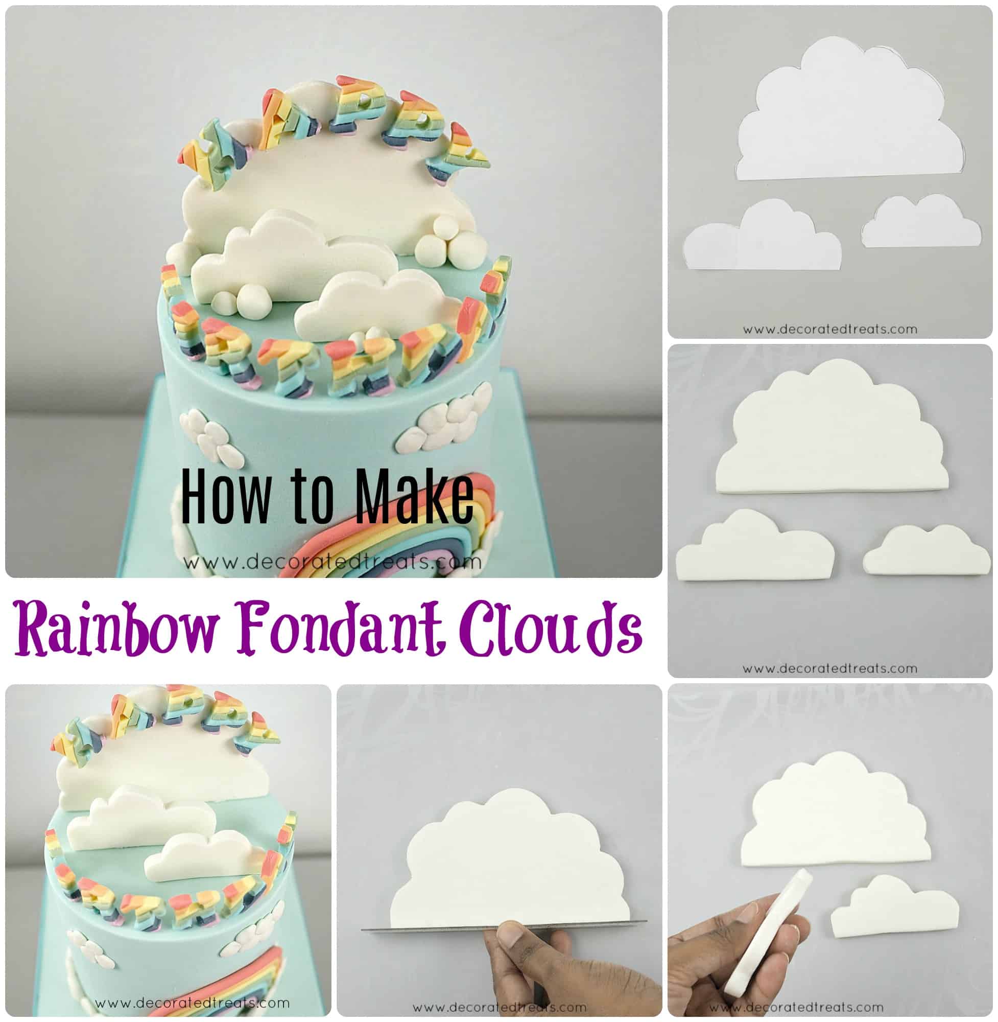 How to Make 3D Fondant Clouds for Cake Decorating | Decorated Treats