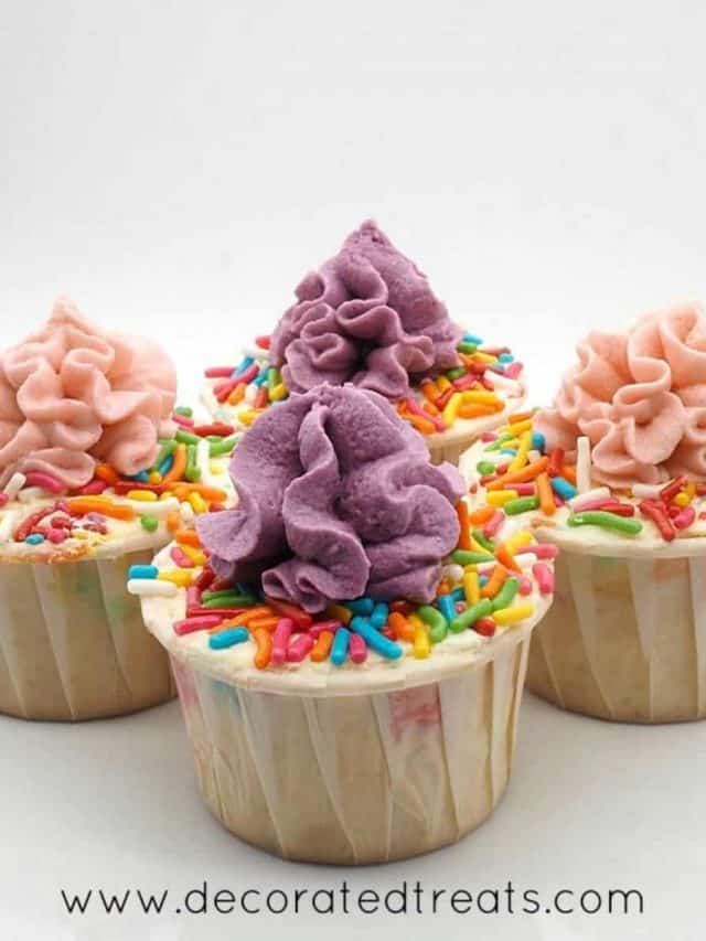 Layered Cupcakes with Sprinkles - Decorated Treats