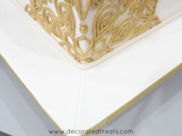 Gold Lace Square Wedding Cake | Decorated Treats
