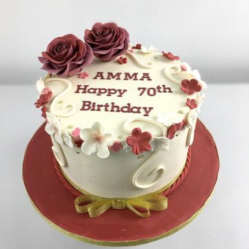 70th Birthday Cake with Flowers | Decorated Treats