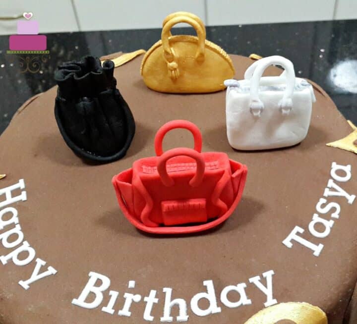Louis Vuitton Birthday Cake with Edible Handbag Cake Toppers ...